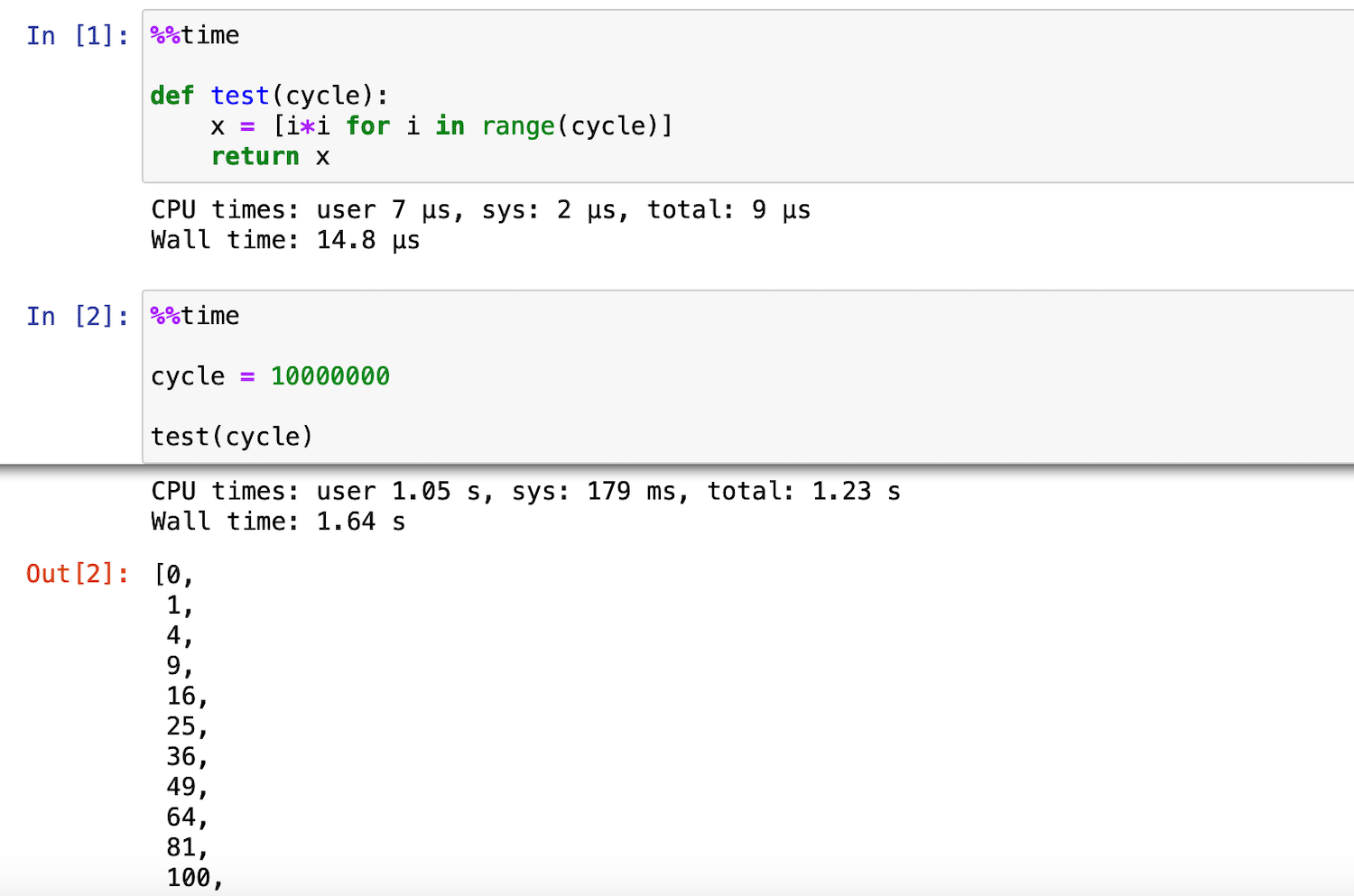 【python基礎】プログラムの処理時間：timeモジュールとjupter Notebookのマジックコマンド（time、timeit） 3pysci
