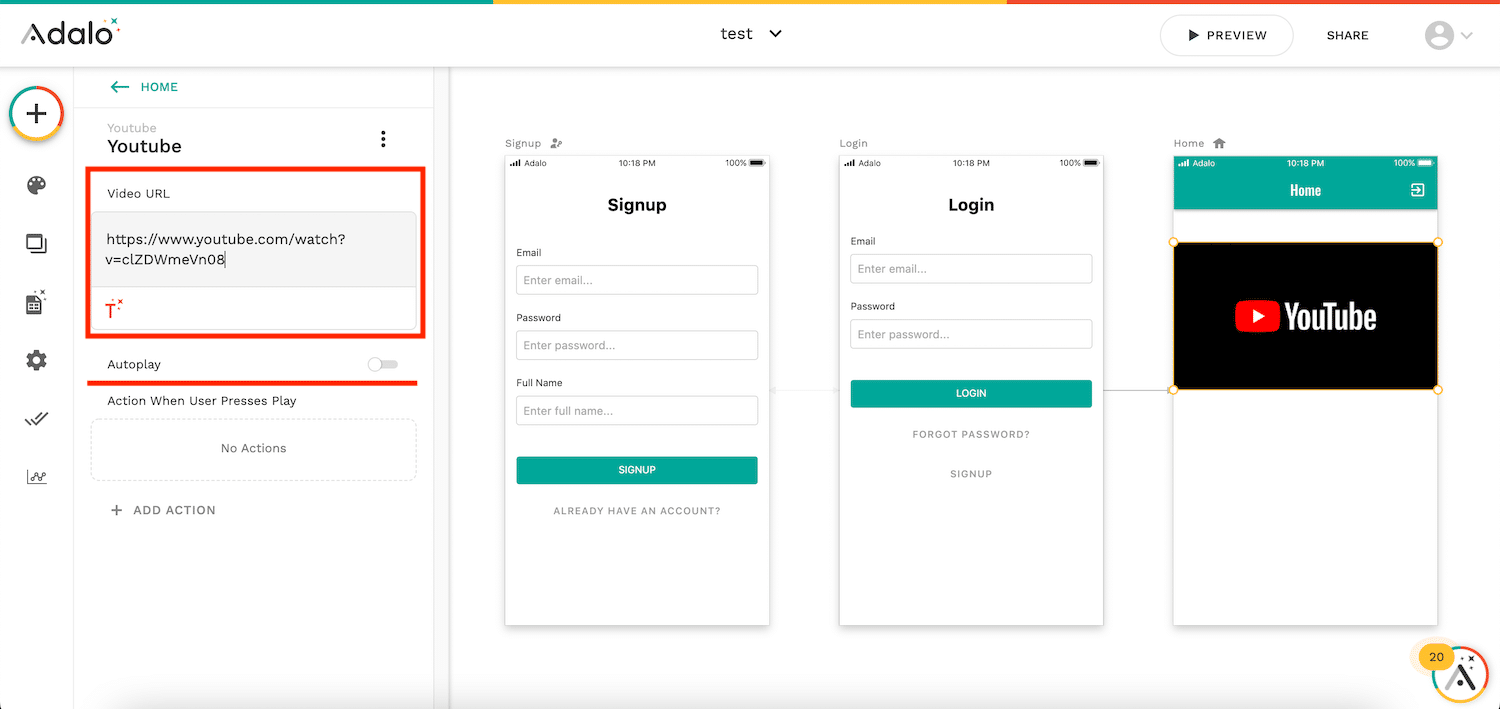 【NoCode】Adaloの使い方 ：Marketplace（YouTubeコンポーネント） | 3PySci