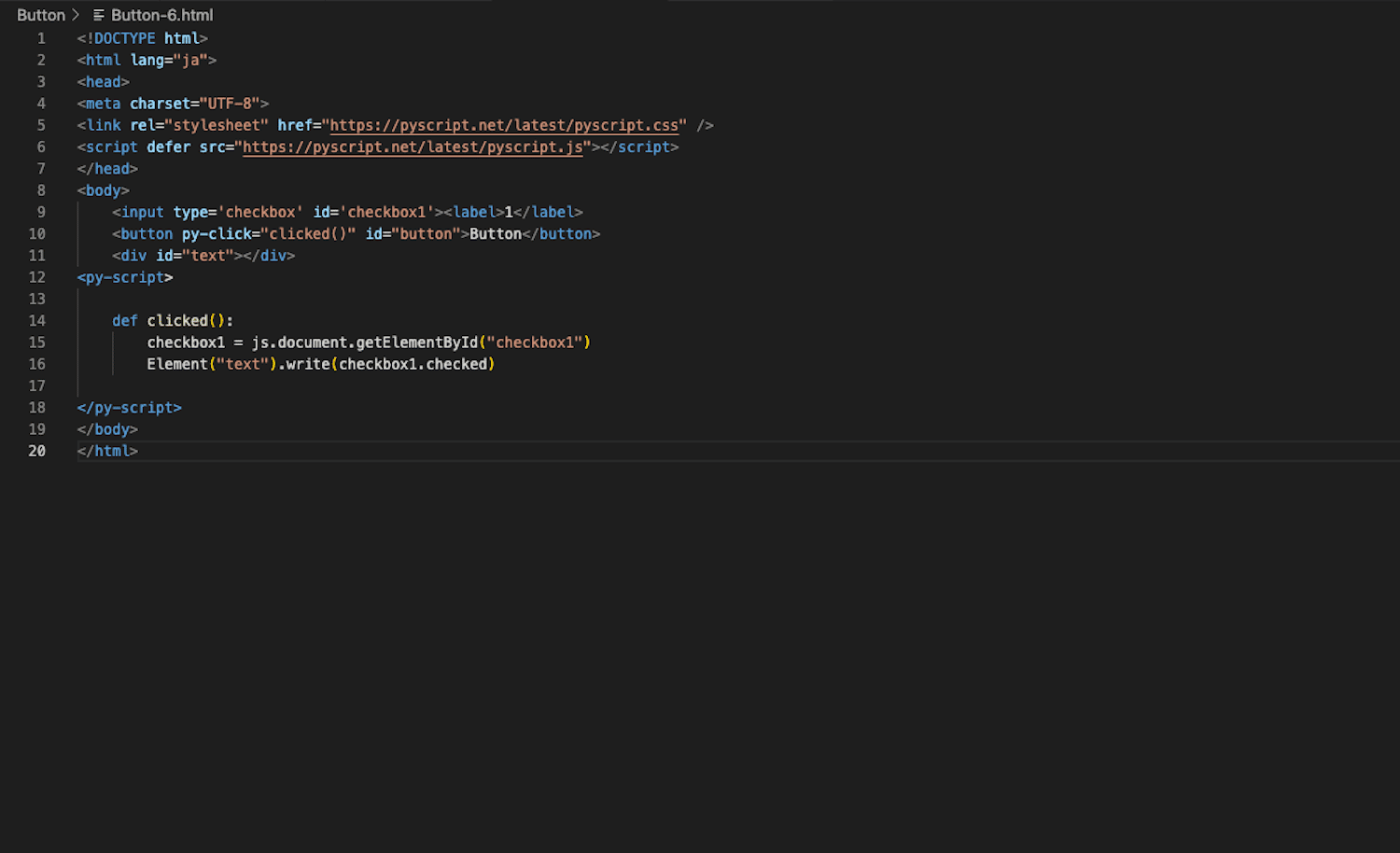 【PyScript】ボタンのクリック、入力欄、プルダウンメニュー、ラジオボタン、チェックボックスの情報の取得方法[Python] | 3PySci