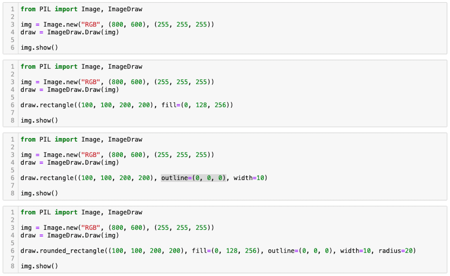 【Pillow（PIL）】四角形や多角形、丸、円弧などの図形を描く方法[Python] | 3PySci