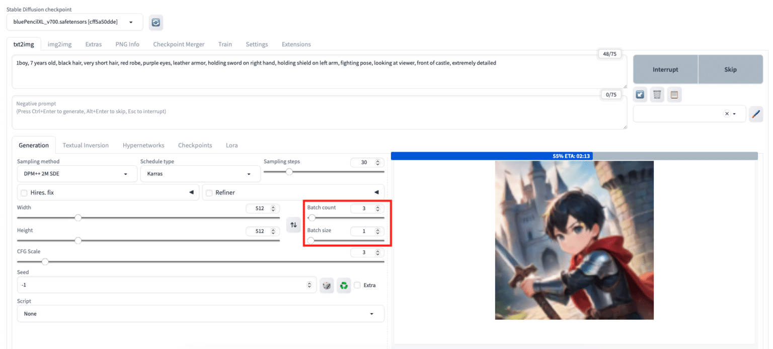 【Stable Diffusion】Batch count、Batch size | 3PySci